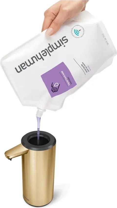 Bezdotykový ocelový dávkovač mýdla v leskle zlaté barvě 266 ml – simplehuman