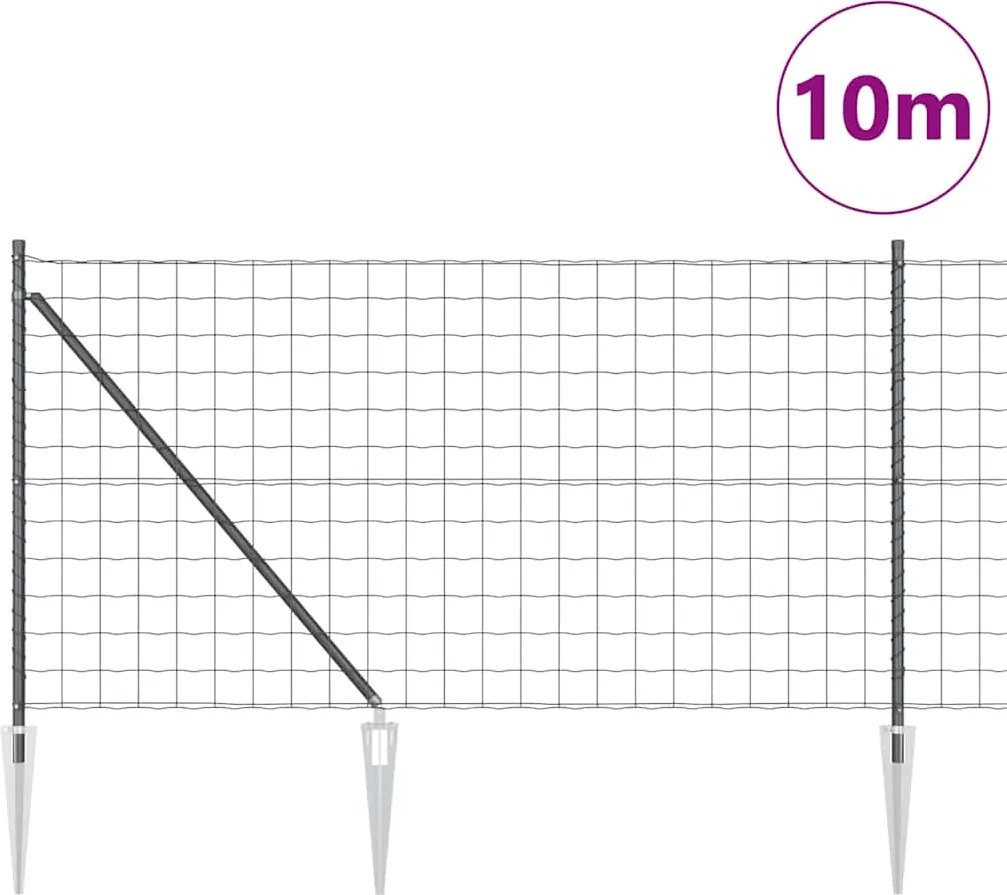 Evropský plot se hroty 10 x 1 m Ocel potažená PVC Šedá Síťovina 3350661