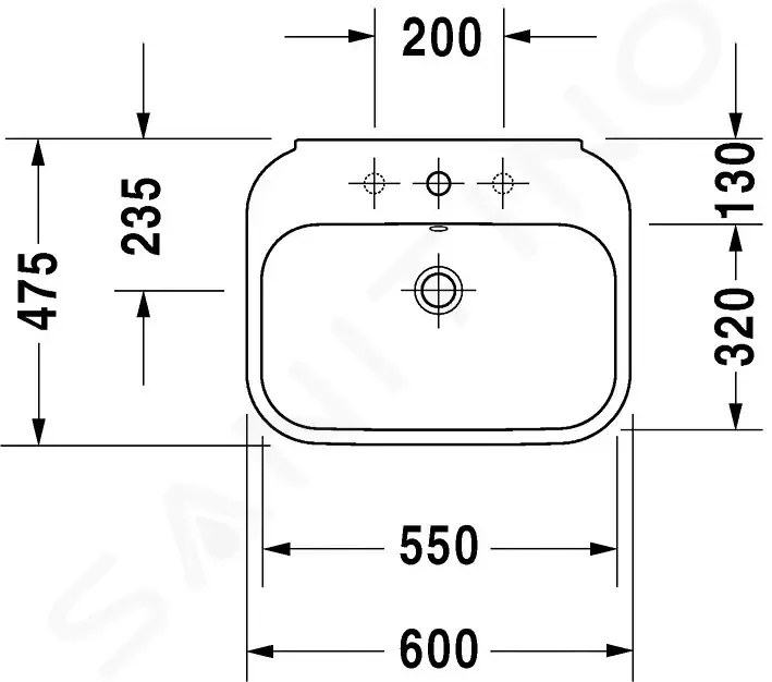 DURAVIT - Happy D.2 Umyvadlo 600x475 mm, s přepadem, s otvorem pro baterii, bílá (2316600000)