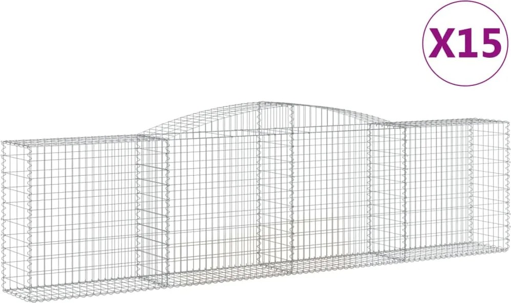 Klenuté gabionové koše 15ks 400x50x100/120cm pozinkované železo 3147005
