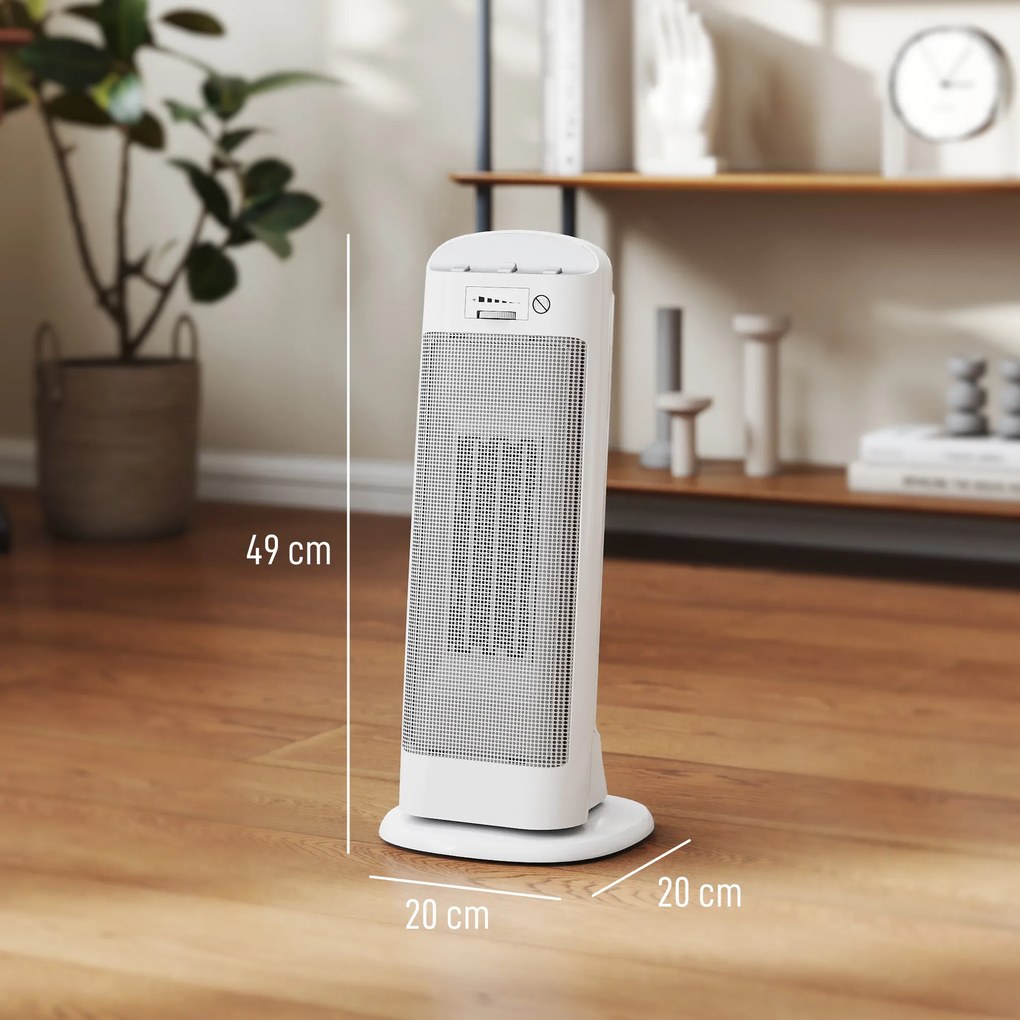 HOMCOM keramický topný ventilátor 2000 W – 4 režimy, nastavitelná teplota, 55° oscilace