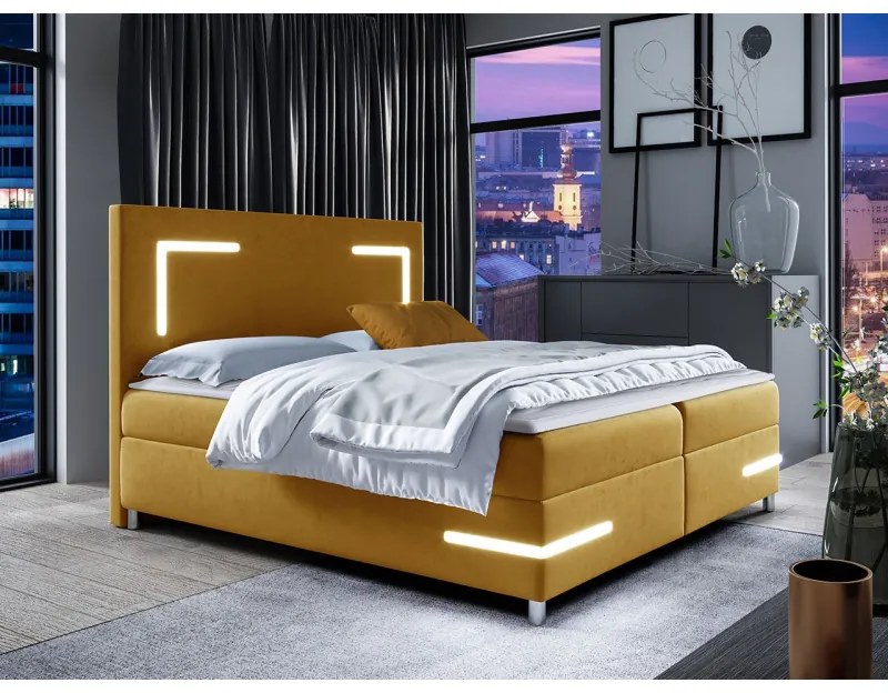 Kontinentální postel Fronasa LED, Rozměr postele: 140x200, Barva:: ekokůže Soft 017 (bílá)