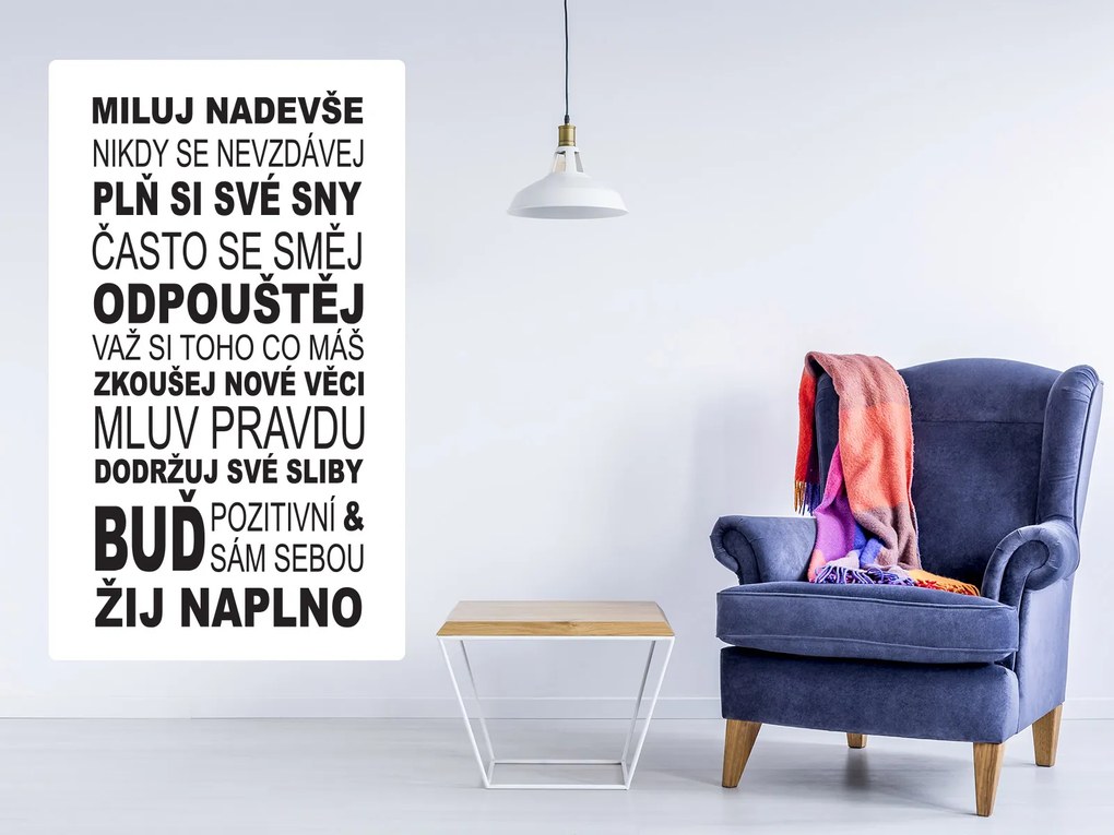 Žij naplno motivační samolepka na zeď výška 45 cm