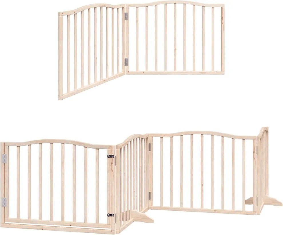 Zábrana pro psy s dvířky skládací 6 panelů 480 cm topol 3155609