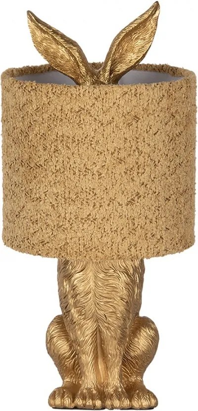Zlatá stolní lampa králík s chlupatým stínidlem Rabbi - Ø 20*43 cm / E27
