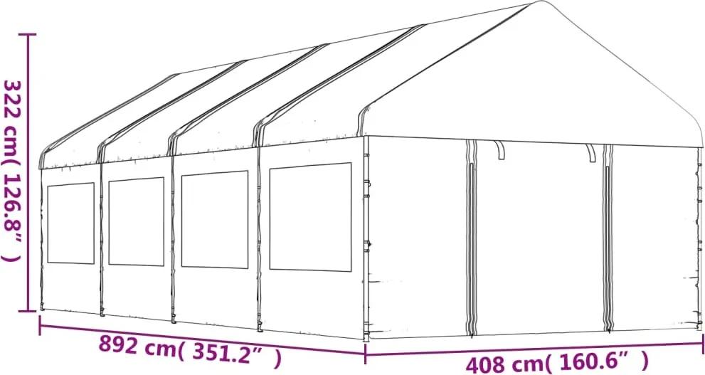 vidaXL Altán se střechou bílý 8,92 x 4,08 x 3,22 m polyethylen [3155488]