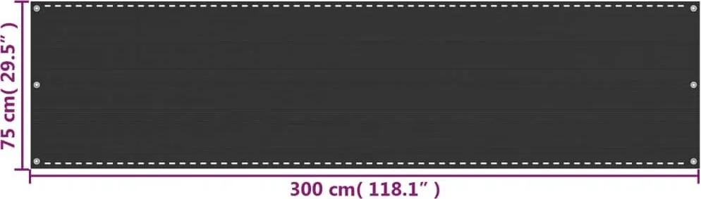 vidaXL Balkónová zástěna 75 x 300 cm HDPE [310836] Barva: antracitová