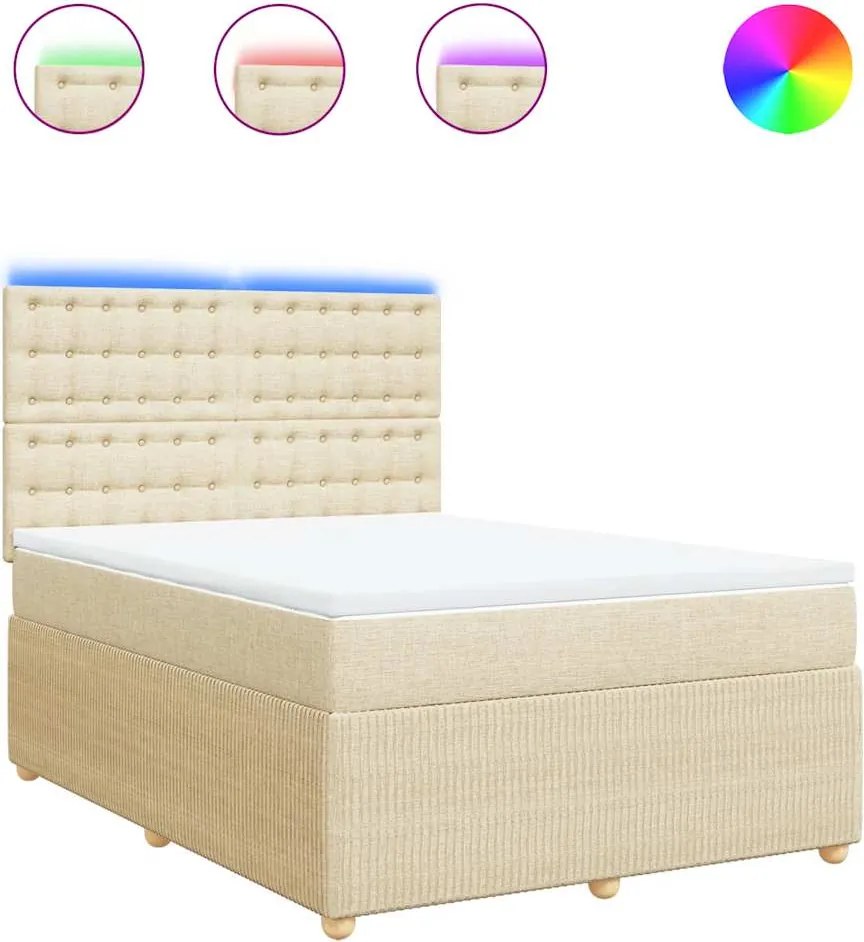 Box spring postel s matrací krémová 140x190 cm textil 3294370