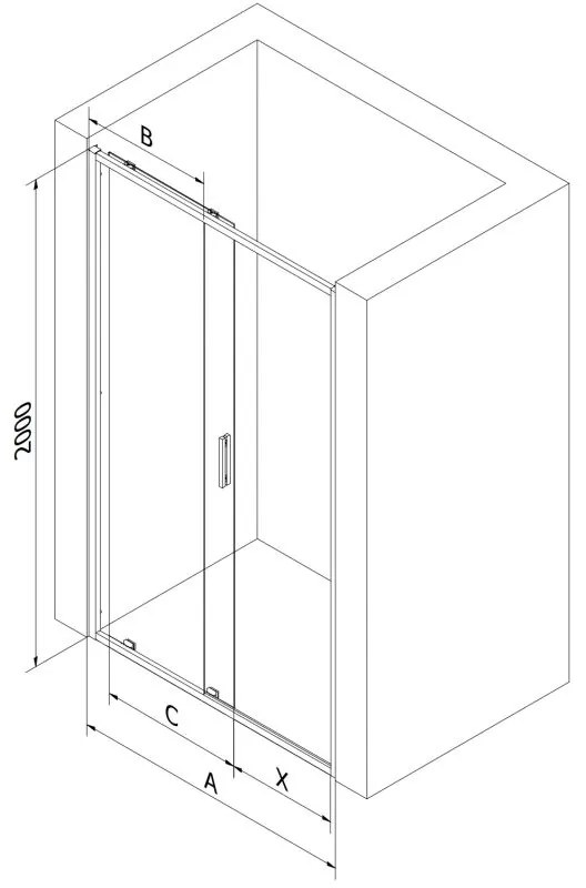 Mexen Exo, posuvné dveře do otvoru 115x200 cm, 6mm čiré sklo, chromový profil, 8151-115-000-01-00