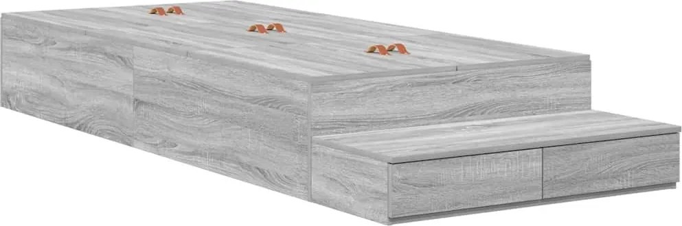 Rám postele s úložným prostorem se zásuvkou Šedá Sonoma 90 cm 3335610