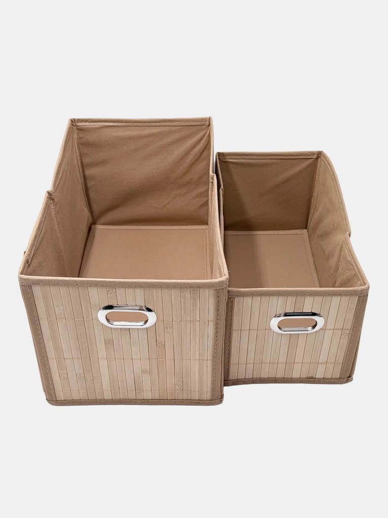 Sinsay - Sada úložných boxů s bambusovou přední částí 2 pack - béžová