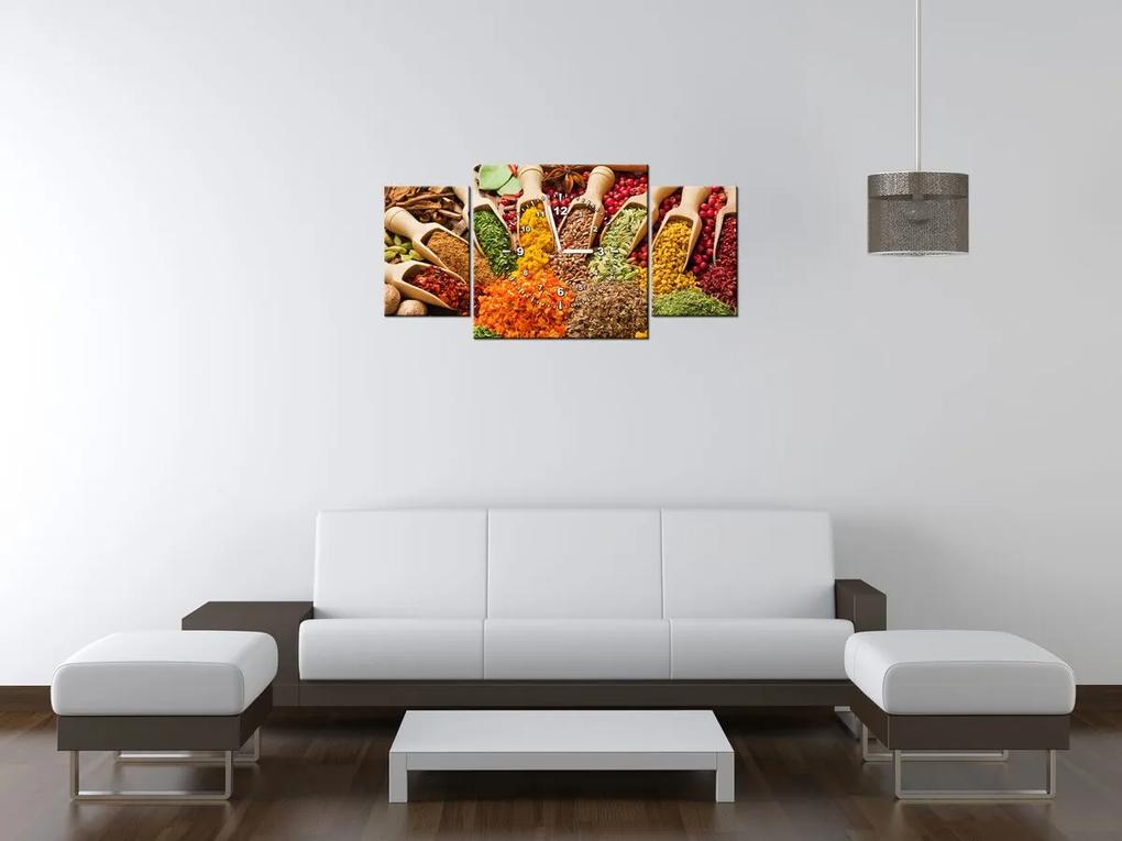 Gario Obraz s hodinami Festival koření - 3 dílný Rozměry: 80 x 40 cm