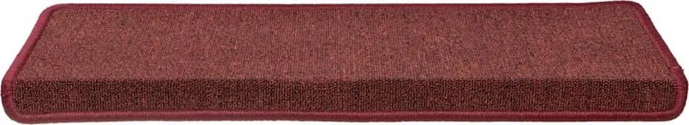 Schodové rohože 15 ks 65 x 21 x 4 cm bordó obdélníkový okraj 326199