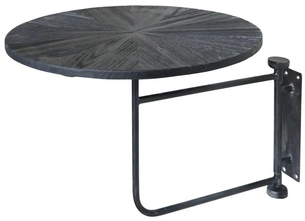 Černý antik dřevěný kulatý nástěnný stůl Tin Wall Table - 35*45 cm