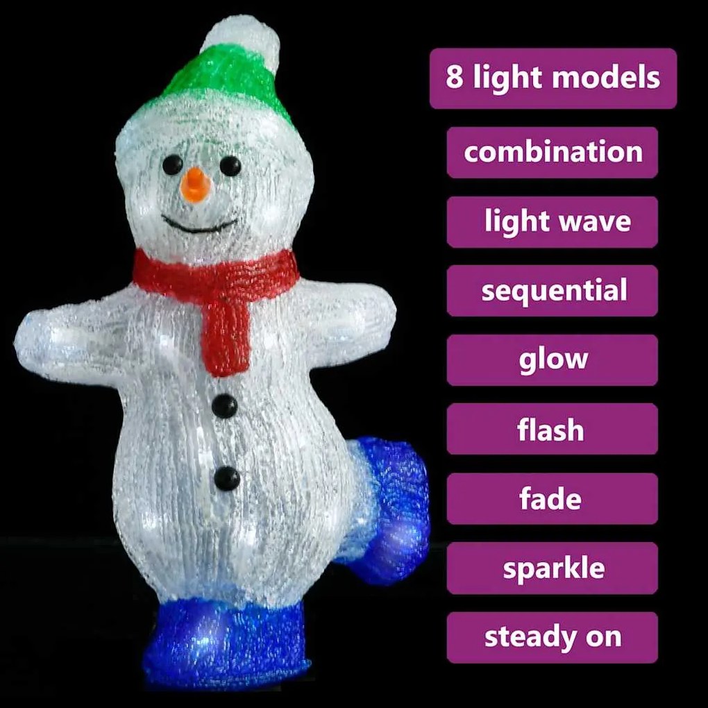 Vánoční akrylový sněhulák s LED vnitřní i venkovní 30 cm 328788