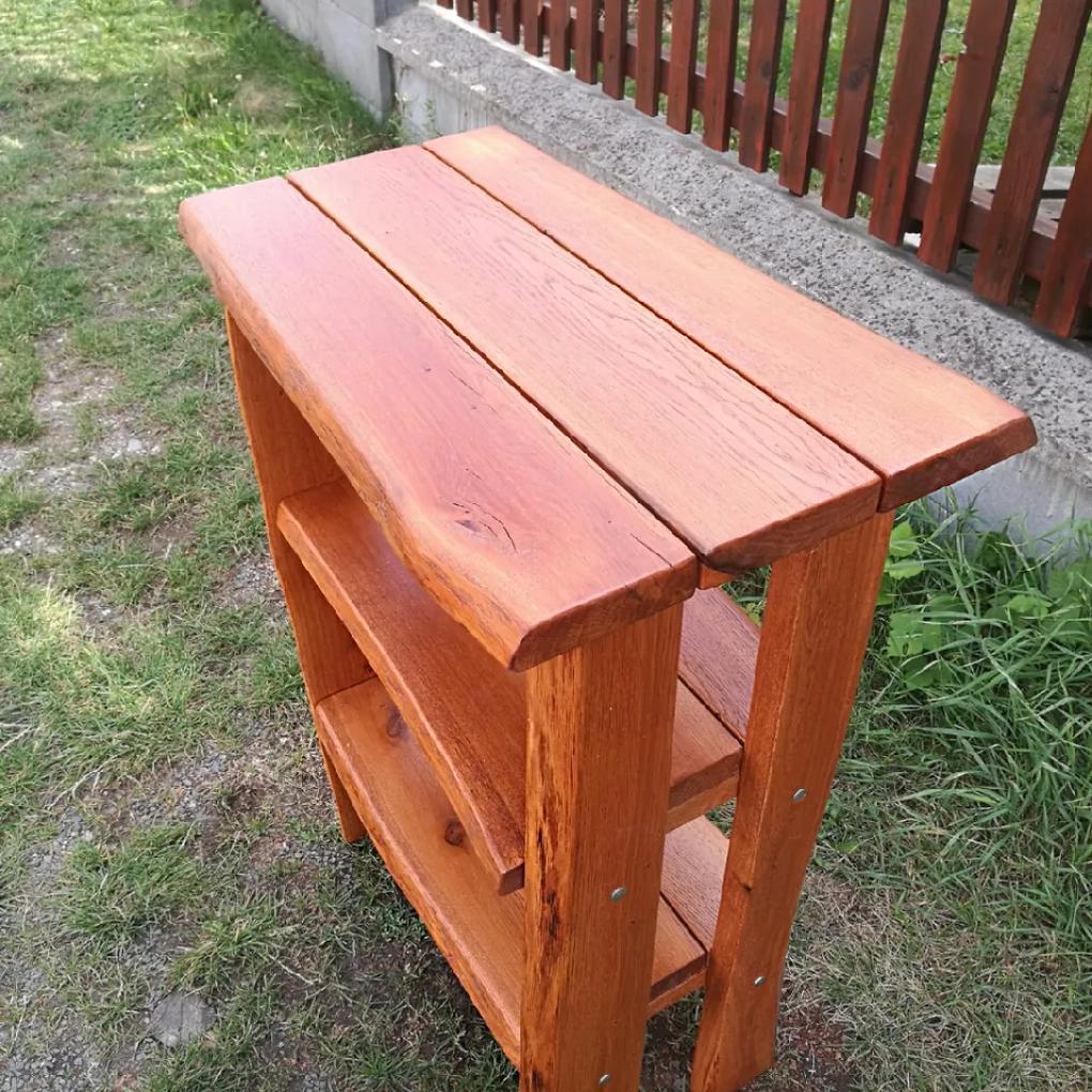KULHÁNEK Rustikální odkládací stolek do pergoly Odstín nátěru: olej - teak