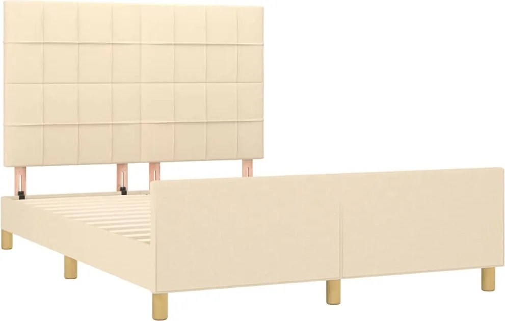 Rám postele bez matrace krémový 140 x 190 cm textil 3125054