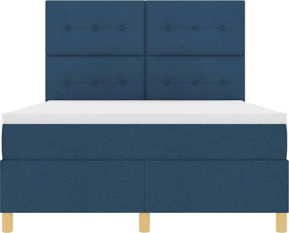 Postel s boxspringem s čelo Modrá 140 x 200 cm textil 3339629