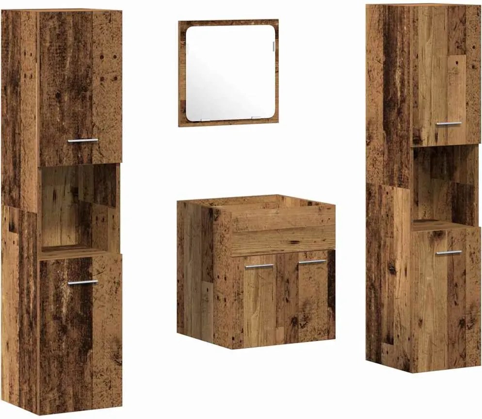 Sada koupelnového nábytku 4 ks Staré dřevo 41 x 38,5 x 46 cm 3332492