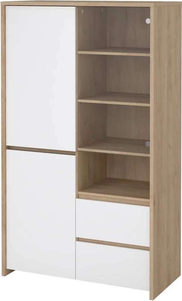 FALCO Vitrína Nerea 317 jackson hickory/bílý lesk