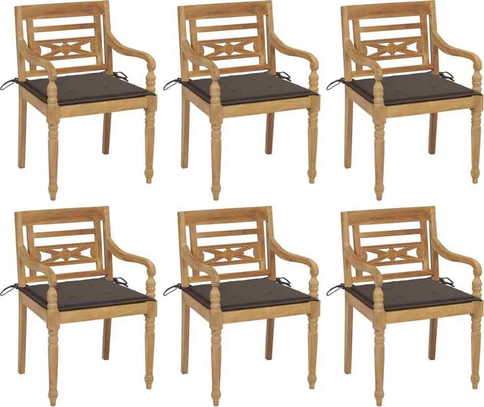 vidaXL Židle Batavia s poduškami 6 ks masivní teakové dřevo [3073323] Barva: Královská modř
