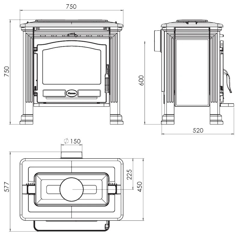 PLAMEN Litinová krbová kamna TENA N - černá