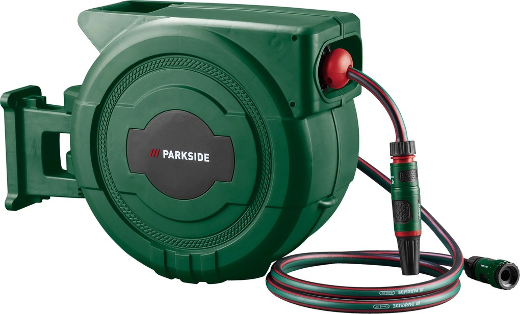 Parkside® Nástěnný hadicový buben, 15 m (zelená)