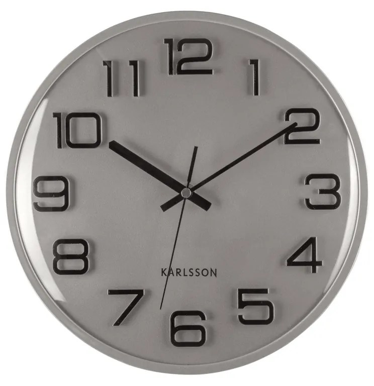 Karlsson 6022SI designové nástěnné hodiny stříbrná, pr. 30 cm