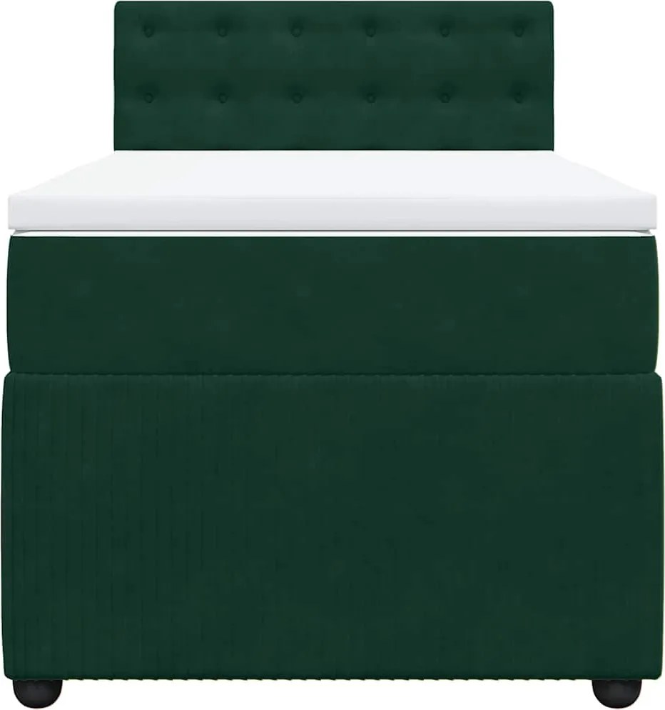 Box spring postel s matrací tmavě zelená 90x190 cm samet 3287617