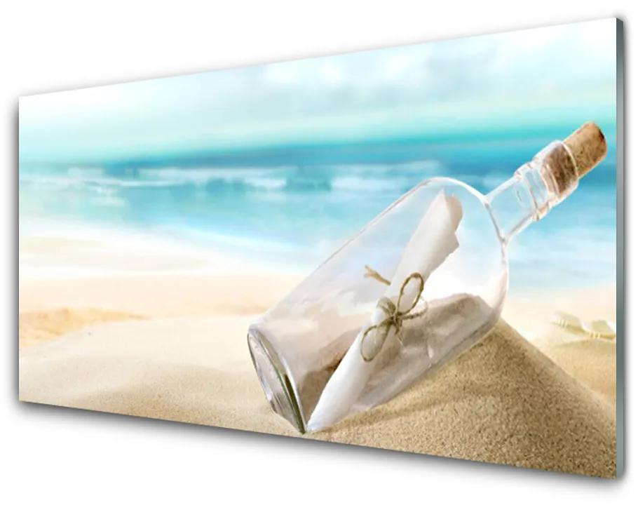 akrylový obraz Pláž Láhev Dopis Umění 125x50 cm