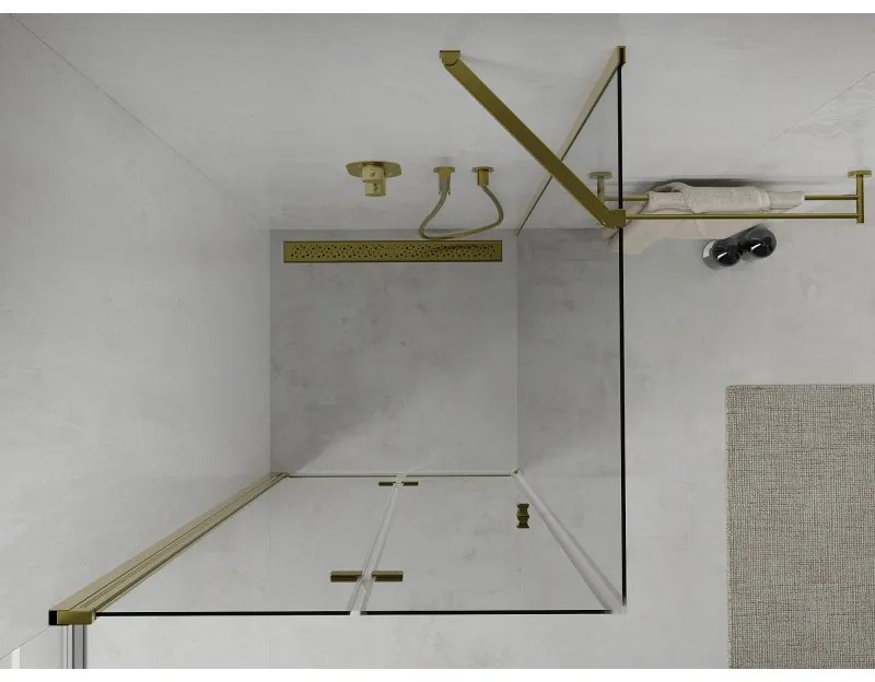 Mexen Lima skládací sprchový kout 90 x 90 cm, Průhledné, Zlatá - 856-090-090-50-00