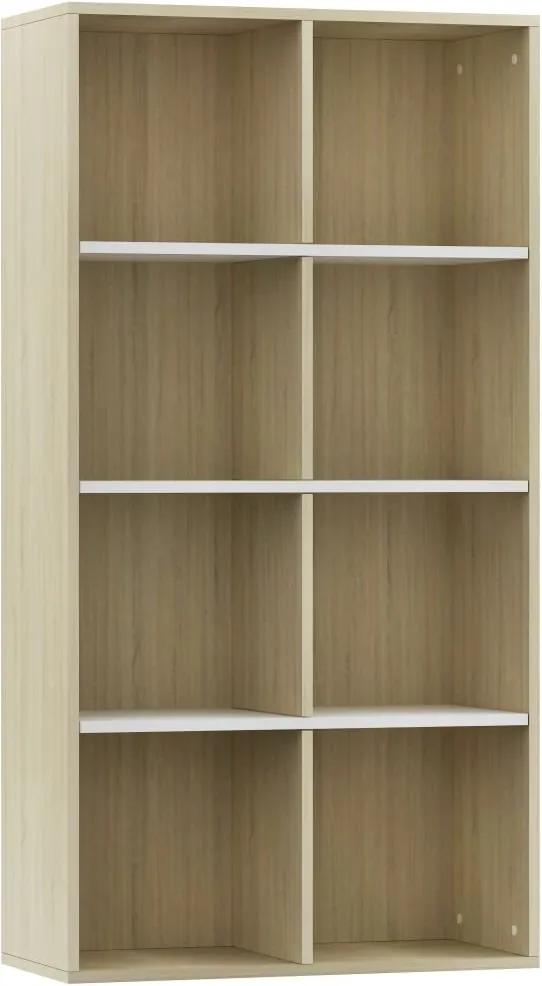 Knihovna/příborník - bílá a dub sonoma | 66x30x130 cm