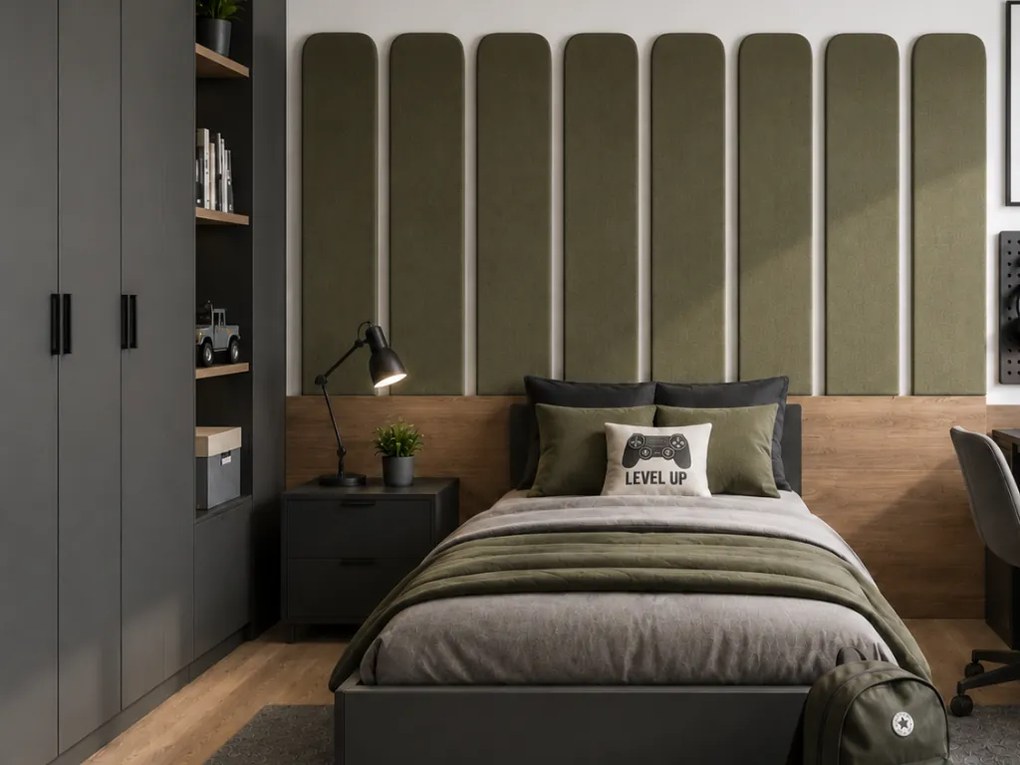 Rovný čalouněný panel na zeď VELUR se zaoblenými rohy Zvolte barvu: Tmavě modrá, Zvolte rozměr: 30x80 cm, Uchycení na zeď: Se samolepícím suchým zipem