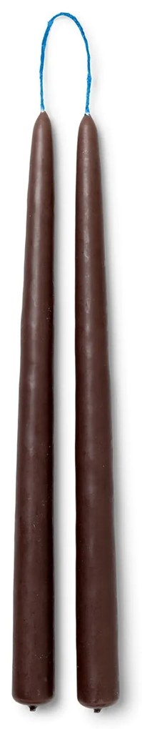 ferm LIVING Svíčka Dipped Candles Brown - set 2 ks, hnědá barva, vosk