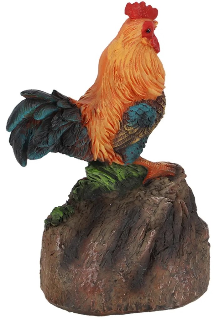 Zahradní figurka z polyesterové pryskyřice Rooster, 11,4 cm, vícebarevná