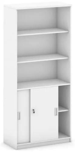 Kombinovaná kancelářská skříň MIRELLI A+, 800 x 400 x 1800 mm, bílá