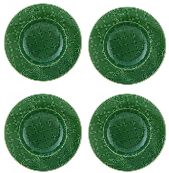 Bordallo Pinheiro Sada polévkových talířů Parodie  4 kusů, zelená, kamenina, 25 cm