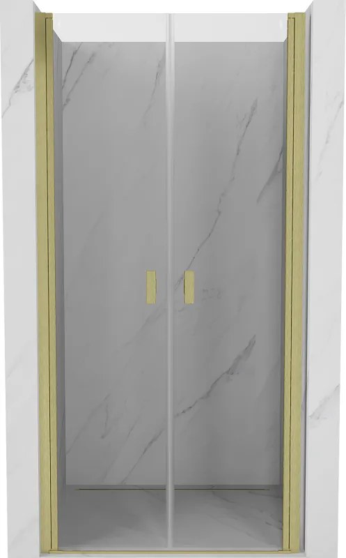 Mexen Otevírací sprchové dveře MIST (d+d) 80x200 cm 6 mm broušené zlato, průhledné, 8A7-080-000-55-00