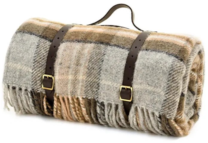 Pikniková vlněná deka Polo McKellar, kožené popruhy, 183x150 cm Tweedmill