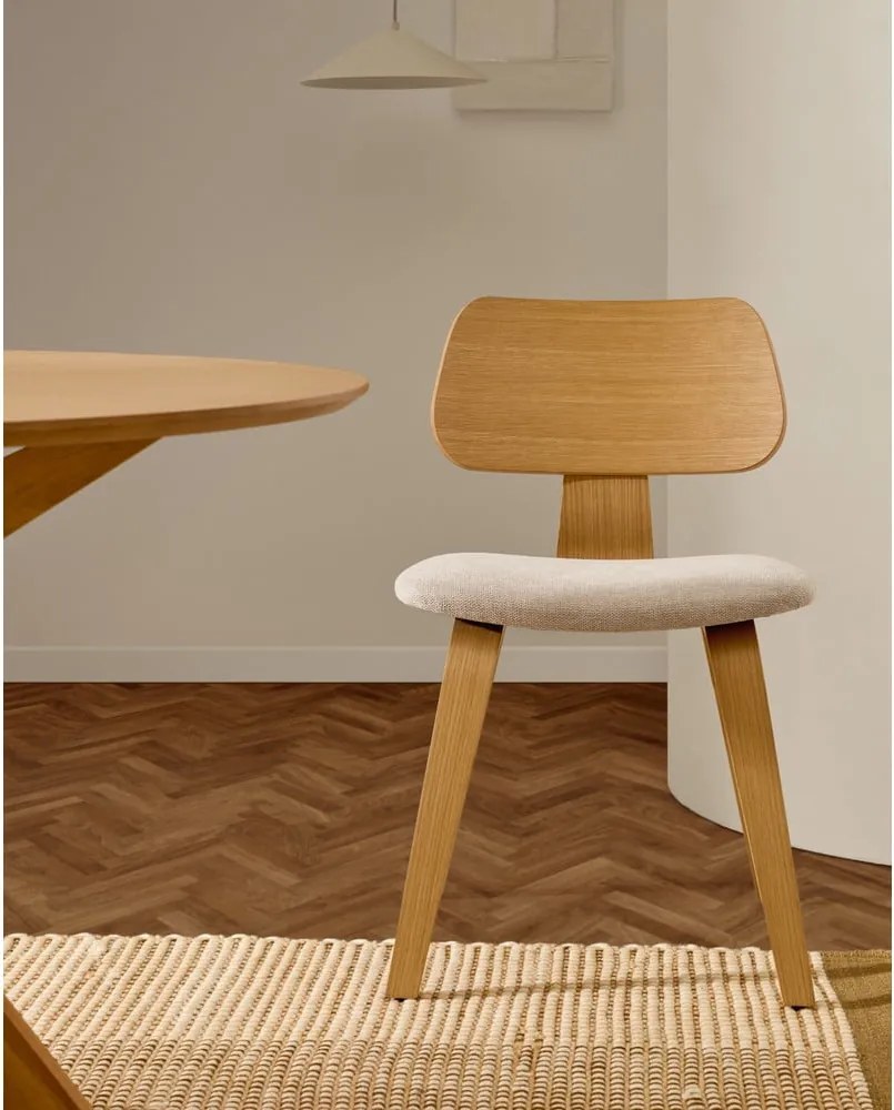 Béžová/v přírodní barvě jídelní židle v dekoru dubu Gena – Kave Home