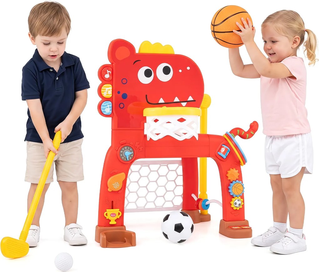 Costway 4 v 1 Basketbalový koš s hudbou a světlem pro děti od 12