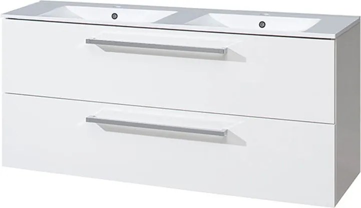 Mereo Mereo, Bino, koupelnová skříňka s keramickým umyvadlem 121 cm, bílá, dub, CN663