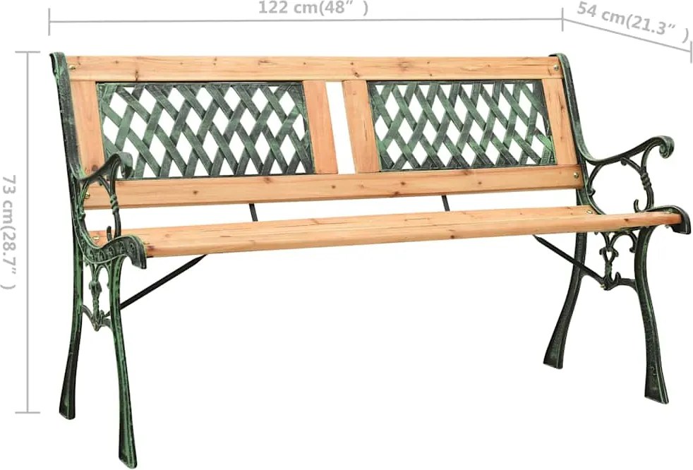 Zahradní lavice 122 cm litina a masivní jedlové dřevo 312033