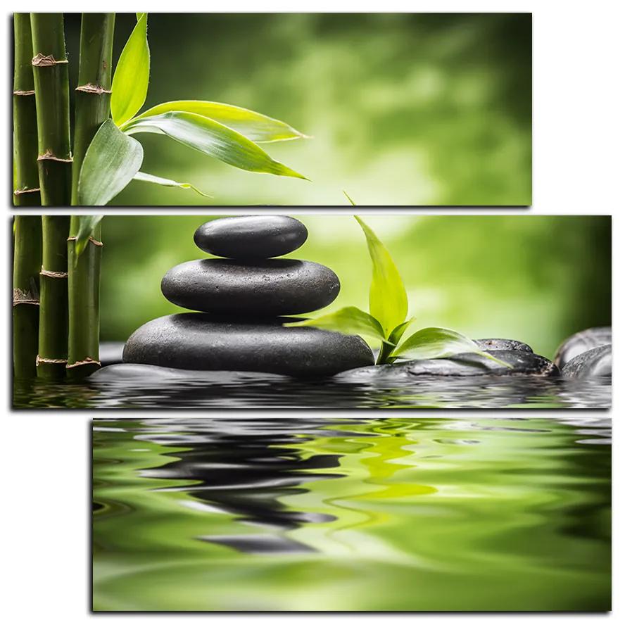 Obraz na plátně - Zen kameny a bambus - čtverec 3193D (105x105 cm)