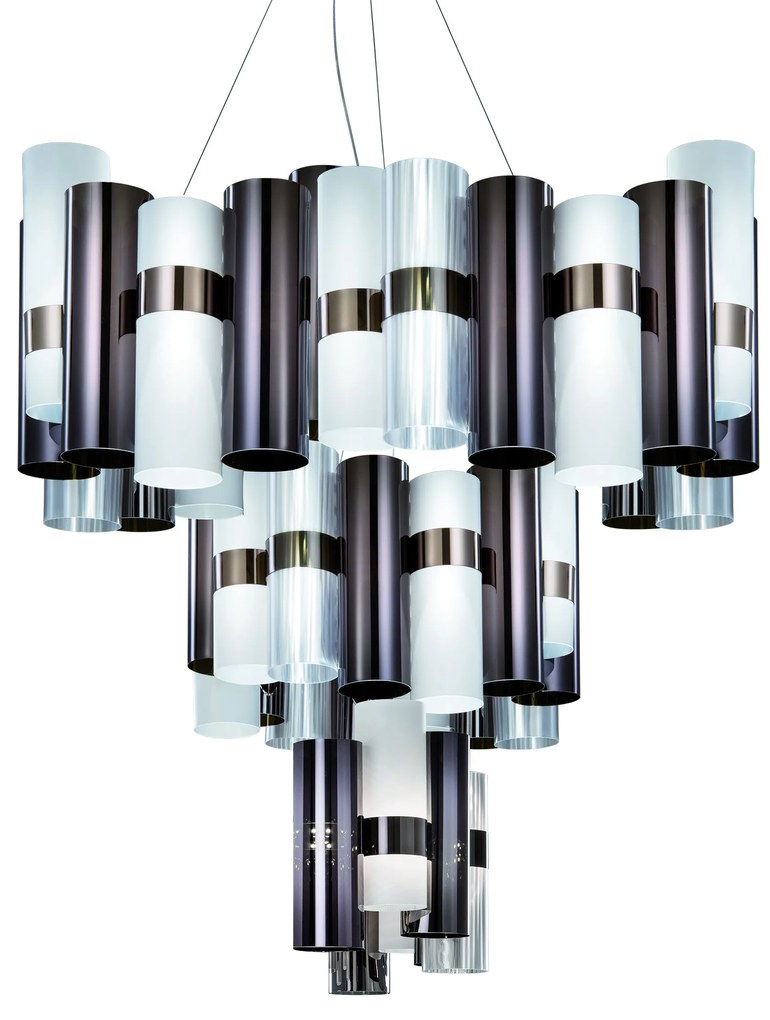 Slamp La-Lollo Pewter-white suspension XL, designové závěsné svítidlo, 130W LED 2700K stmívatelné, průměr 80cm