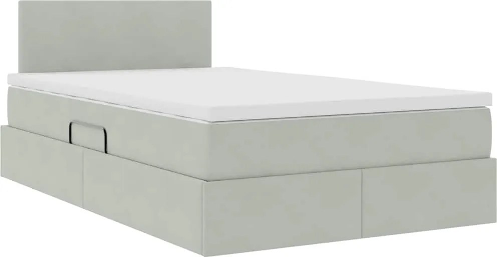Postel s úložným prostorem Světle šedá 120 x 200 cm samet 3370689