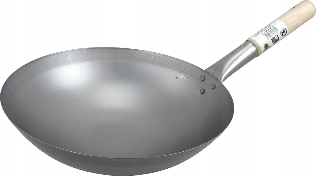 Wok Čínská Kovaná Ocelová Pánev 14" 35 cm