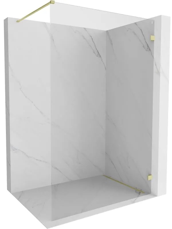 Mexen Lunar sprchová stěna pravá 70 x 200 cm, 8mm čiré sklo, zlatá matná, 830-070-000-55-00-P