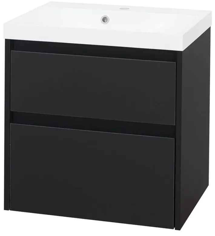 Mereo Mereo, Opto, koupelnová skříňka s umyvadlem z litého mramoru 61 cm, bílá, dub, bílá/dub, černá, CN940M