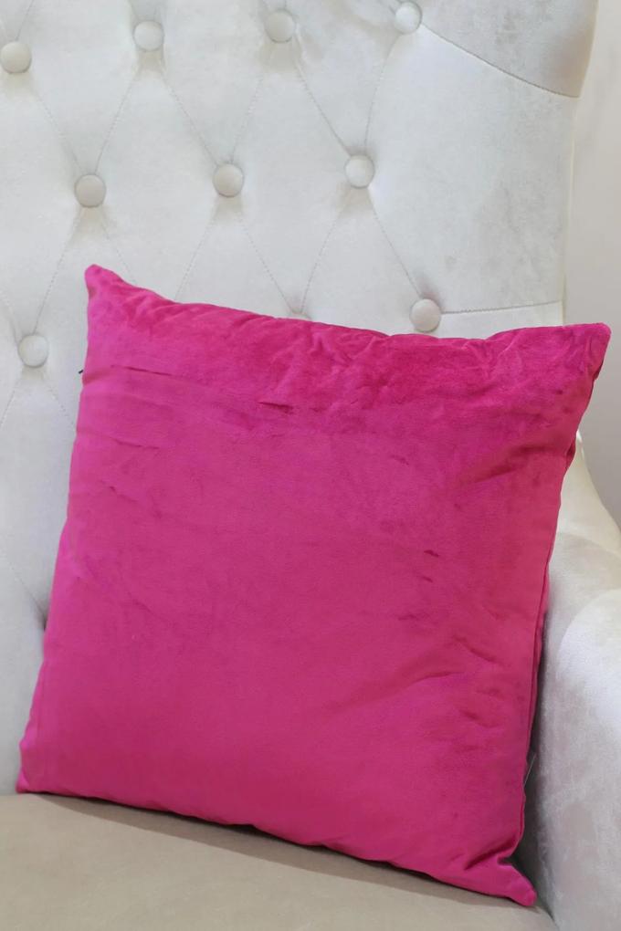 Tmavě růžový sametový dekorační polštář 40cm